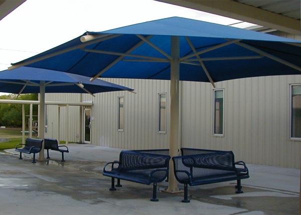 Single Post Hexagon Fabric Shade by Superior Shade - AAA State of Play